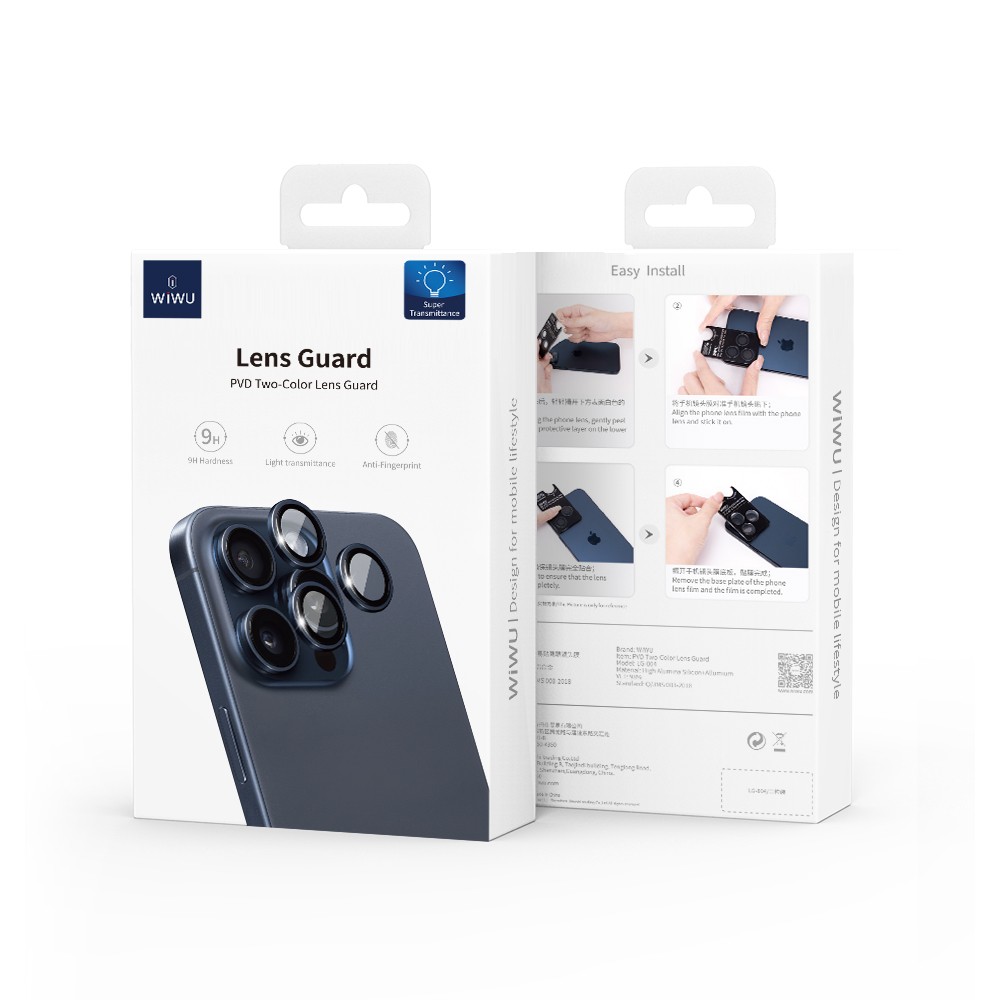 تفاصيل المنتج WiWU PVD Two Color Easy Installation Lens Guard LG-004 for IP15 Pro - بريموس