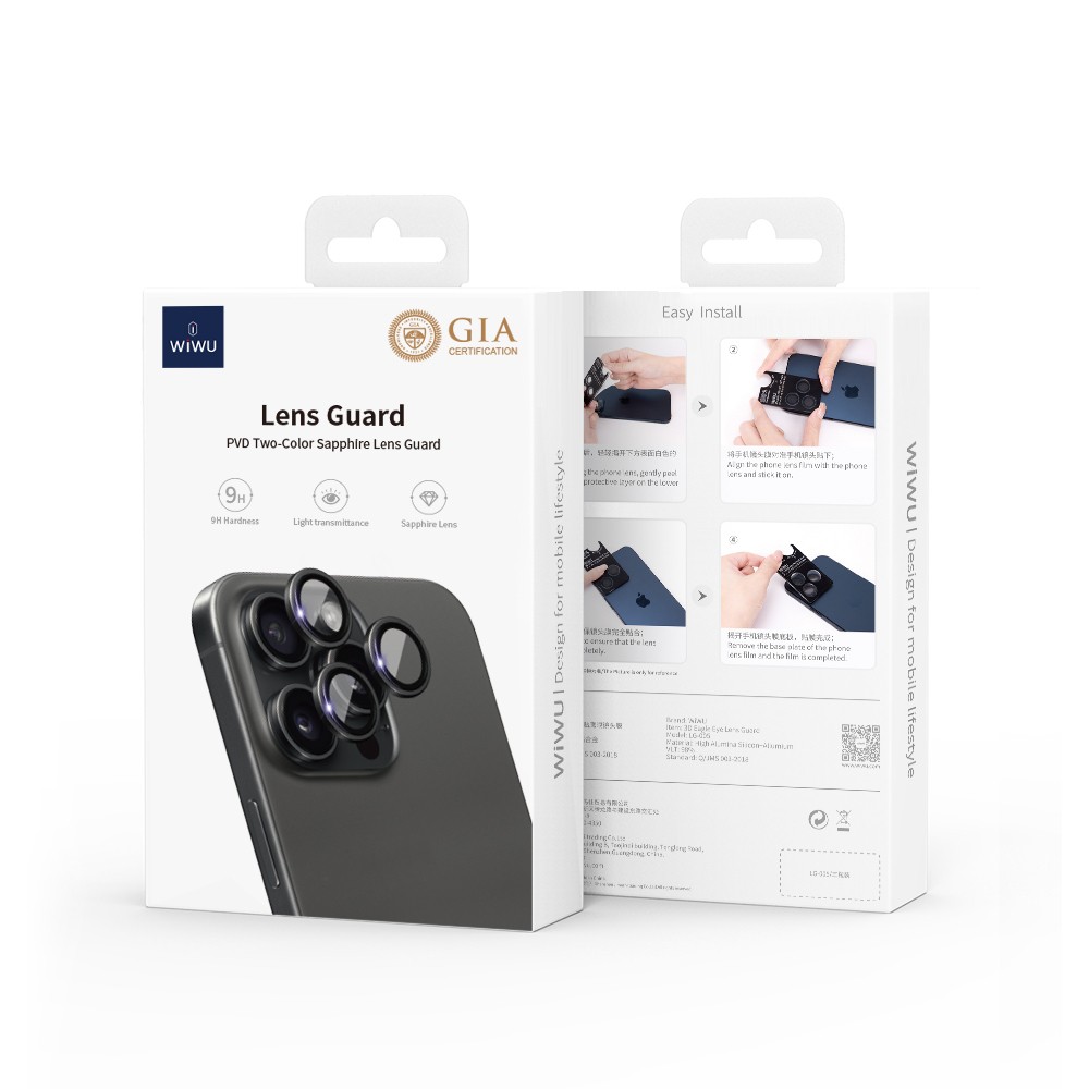 تفاصيل المنتج WiWU PVD Two Color Easy Installation Sapphire Lens Guard LG-003 for IP15Pro - بريموس